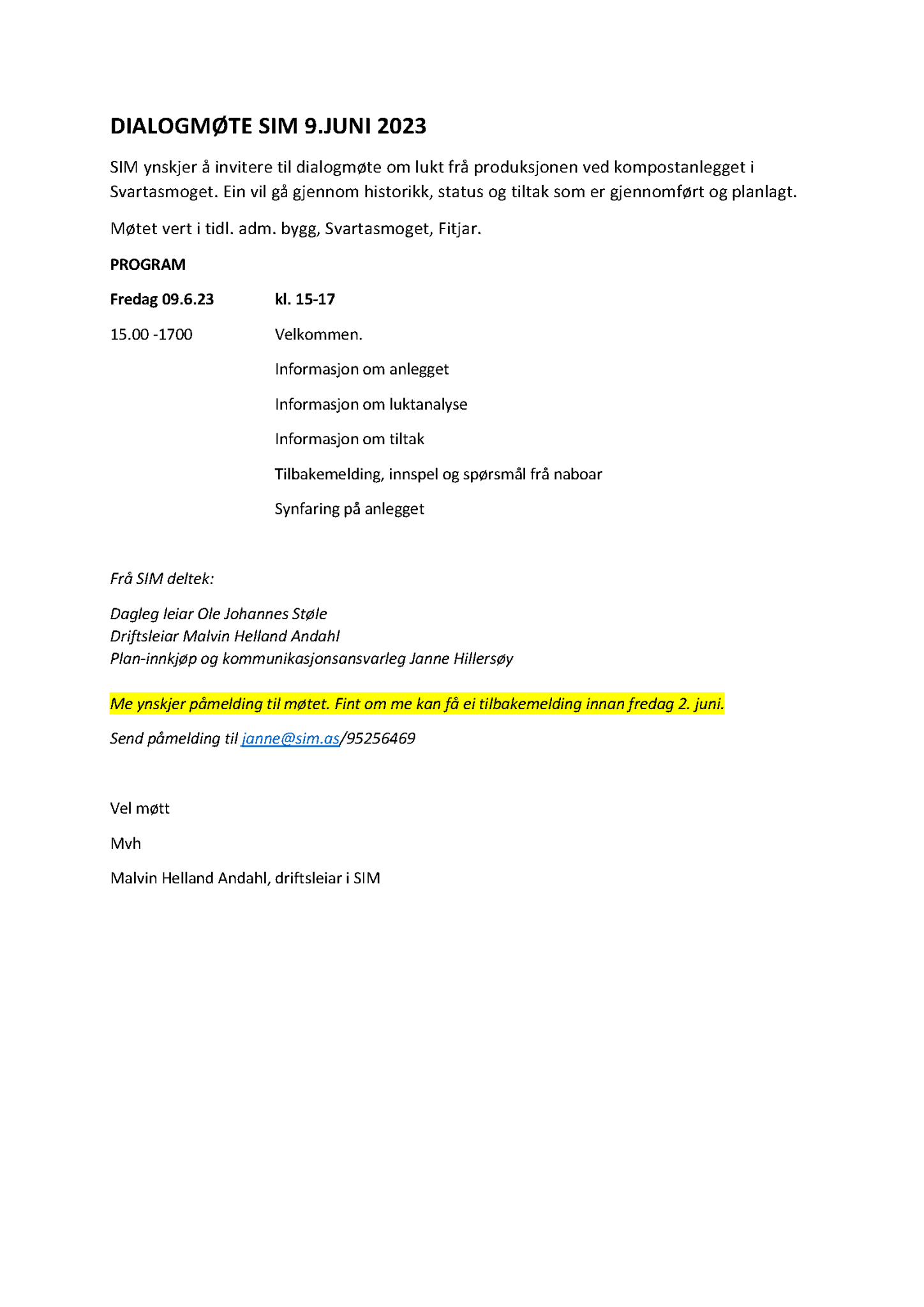 Dialogmøte SIM - SIM